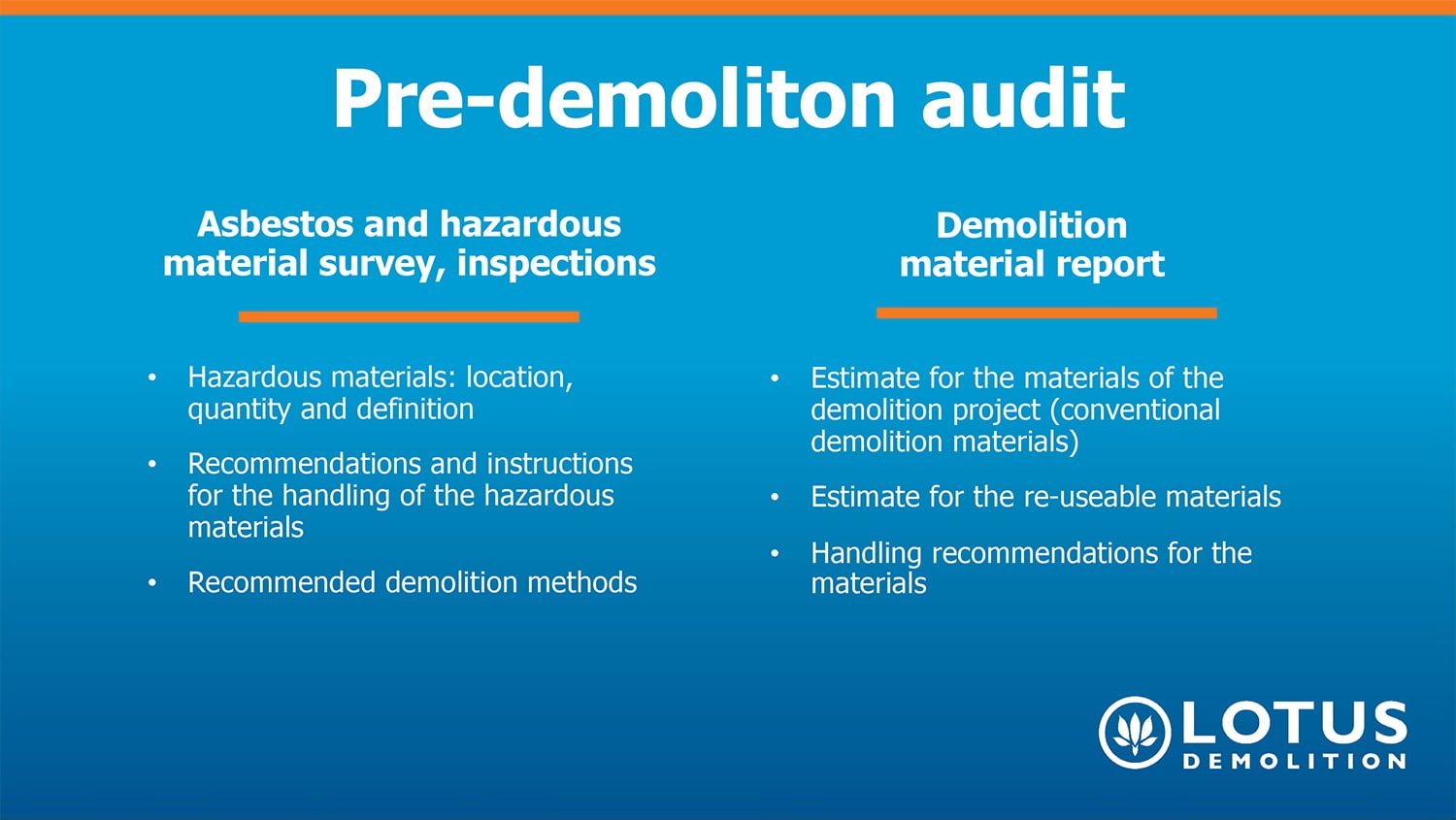 Pre-demolition audit